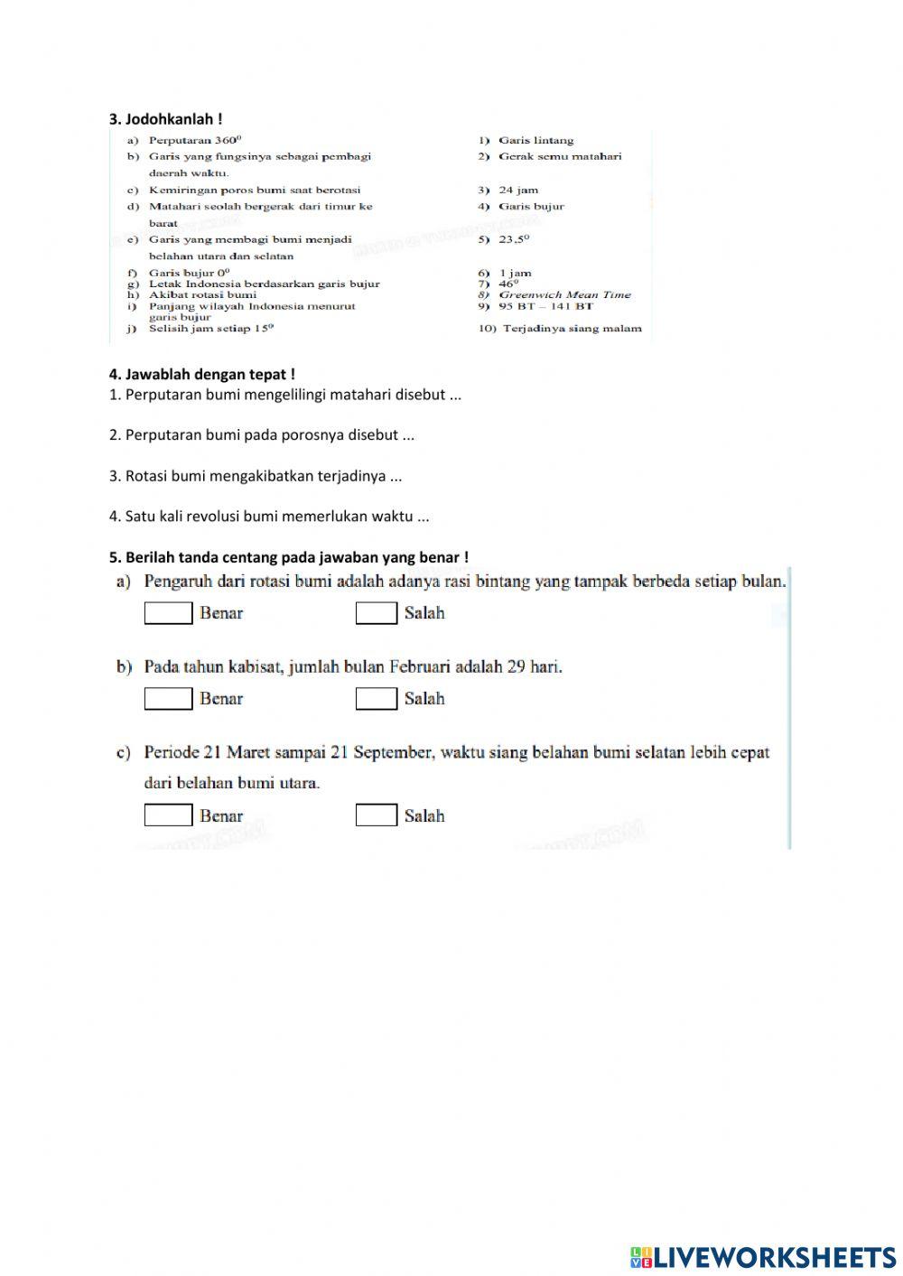 Lkpd ipa online exercise for 6 | Live Worksheets