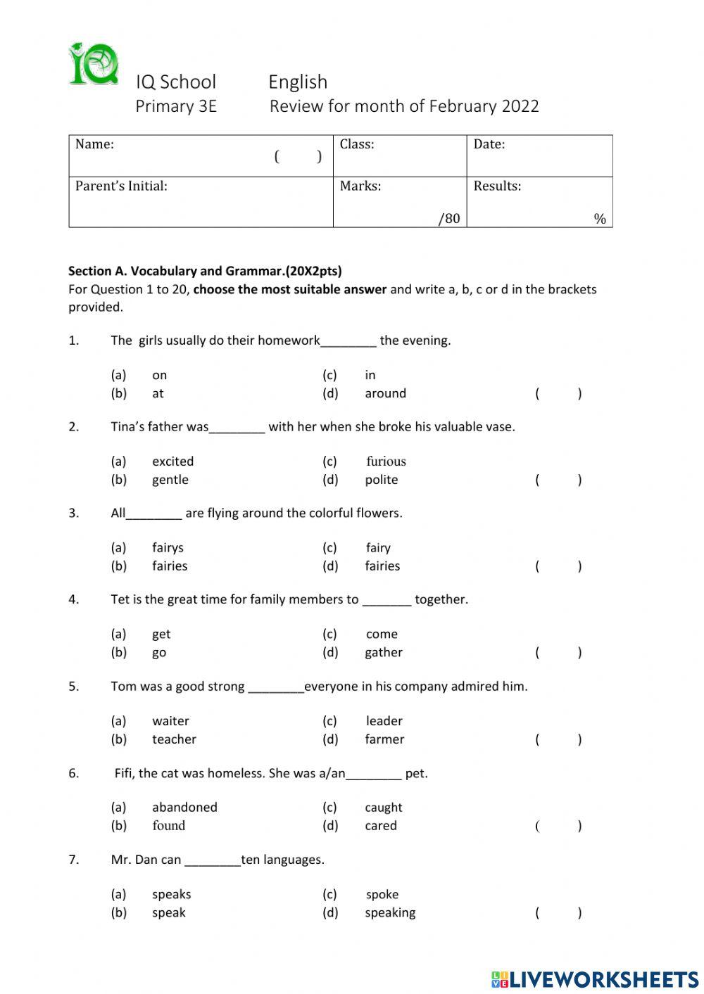 Express English Feb worksheet | Live Worksheets
