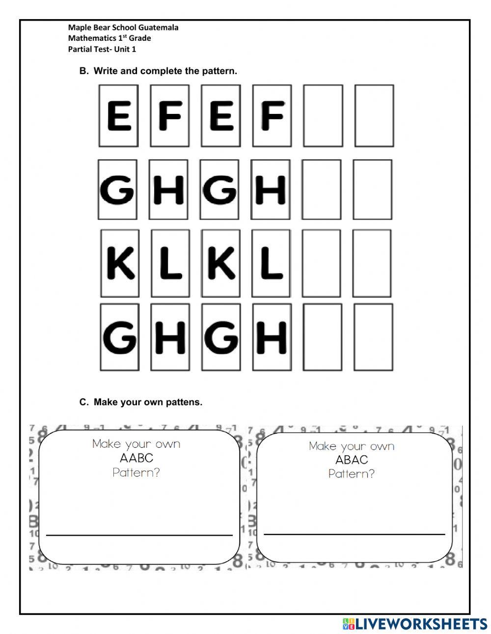 Math partial unit I online exercise for | Live Worksheets