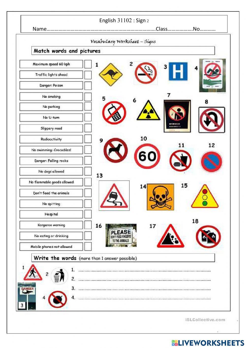Sign2 4026284 | KruSombat | LiveWorksheets
