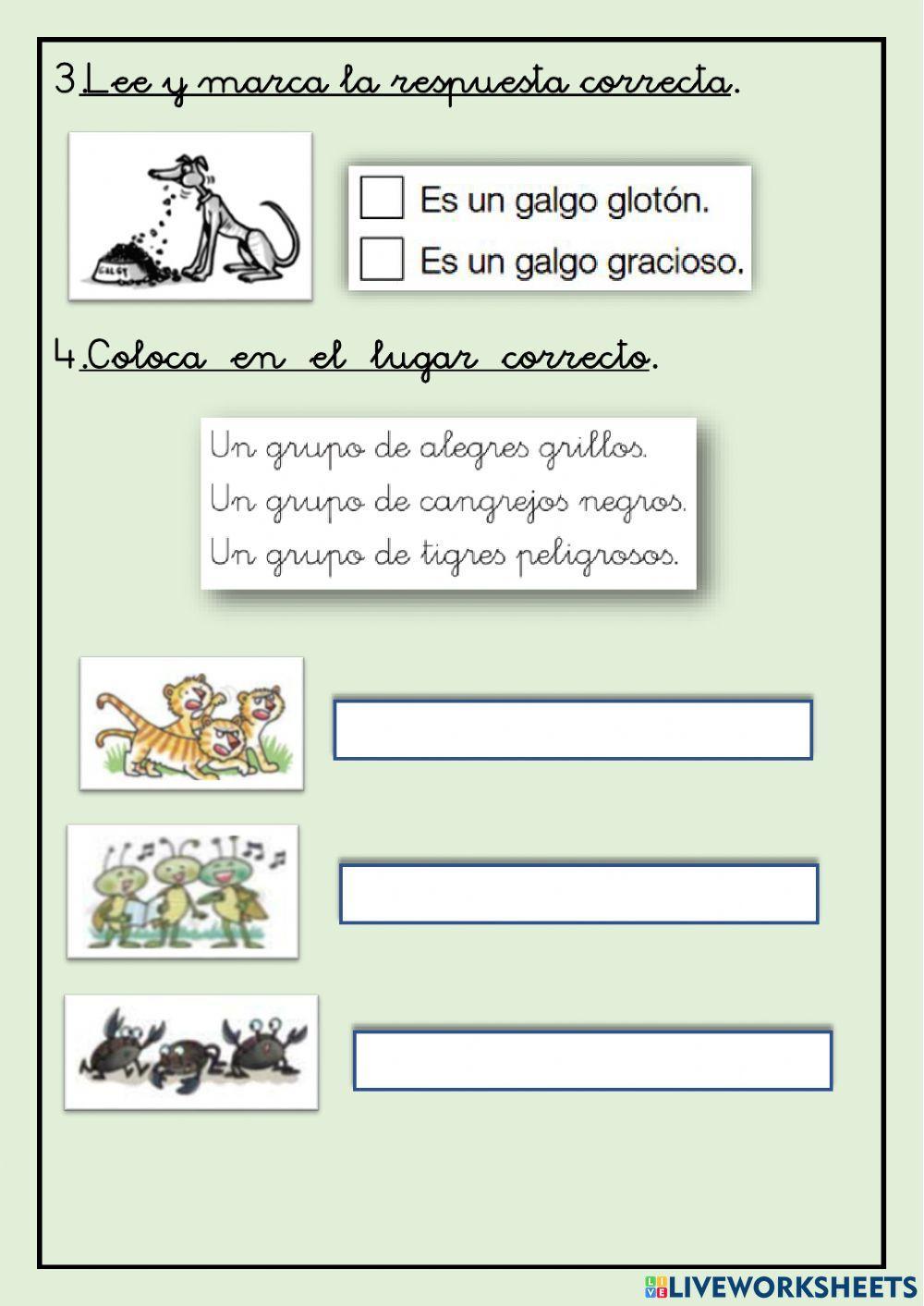 Palabras con gr-gl interactive worksheet | Live Worksheets