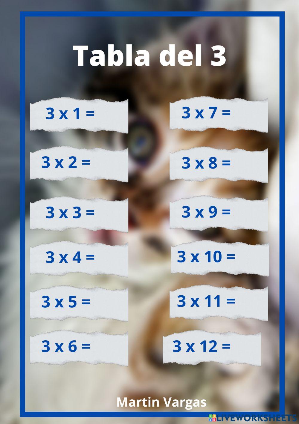 Tabla del 3 1890354 | martin | Live Worksheets