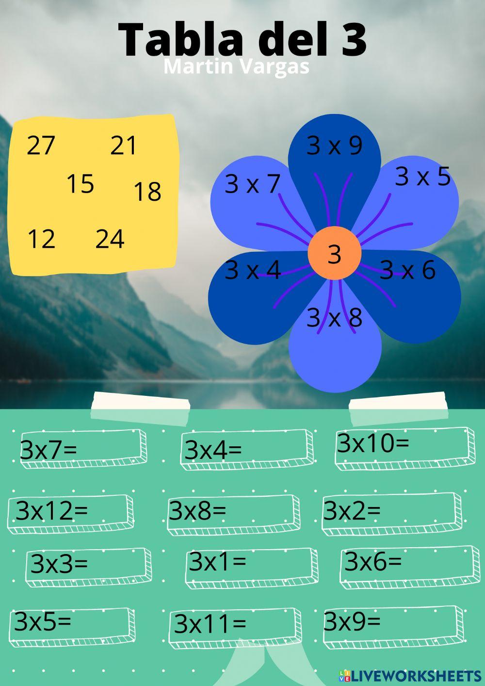 Tabla del 3 exercise for primaria | Live Worksheets