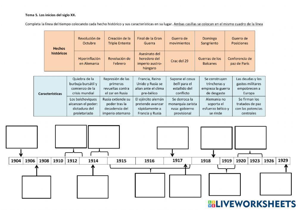 Línea Del Tiempo Siglo Xx Worksheet Live Worksheets