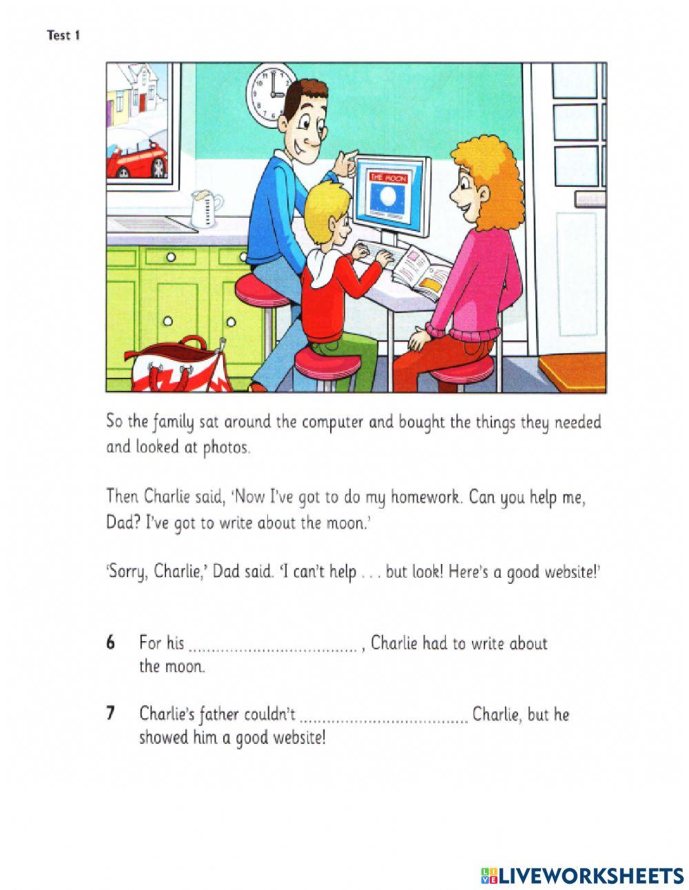 MOVERS- CAMBRIDGE BOOK 2 TEST 1 READING AND WRITING PARTS
