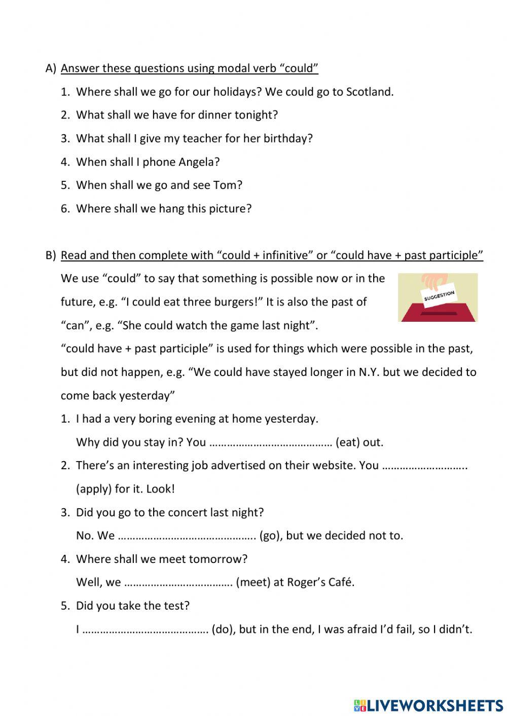 Modal verbs 1890759 | M B Heck | Live Worksheets