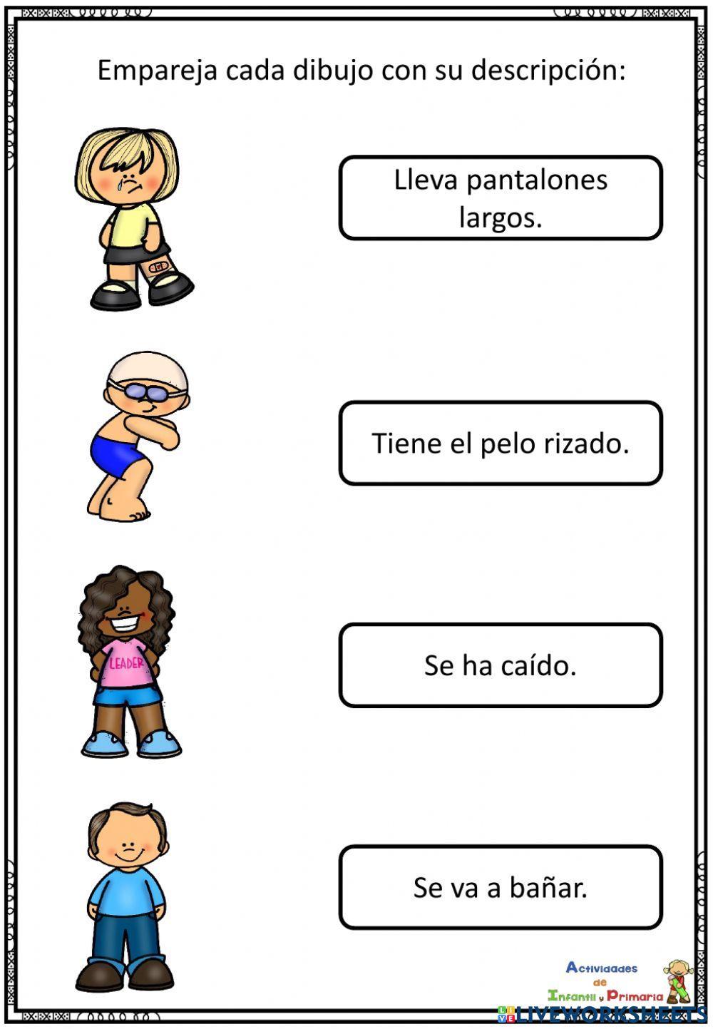 Descripción de personajes online worksheet for preescolar y primaria ...