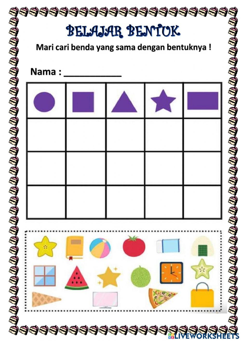 Mengenal bentuk exercise for TK A | Live Worksheets