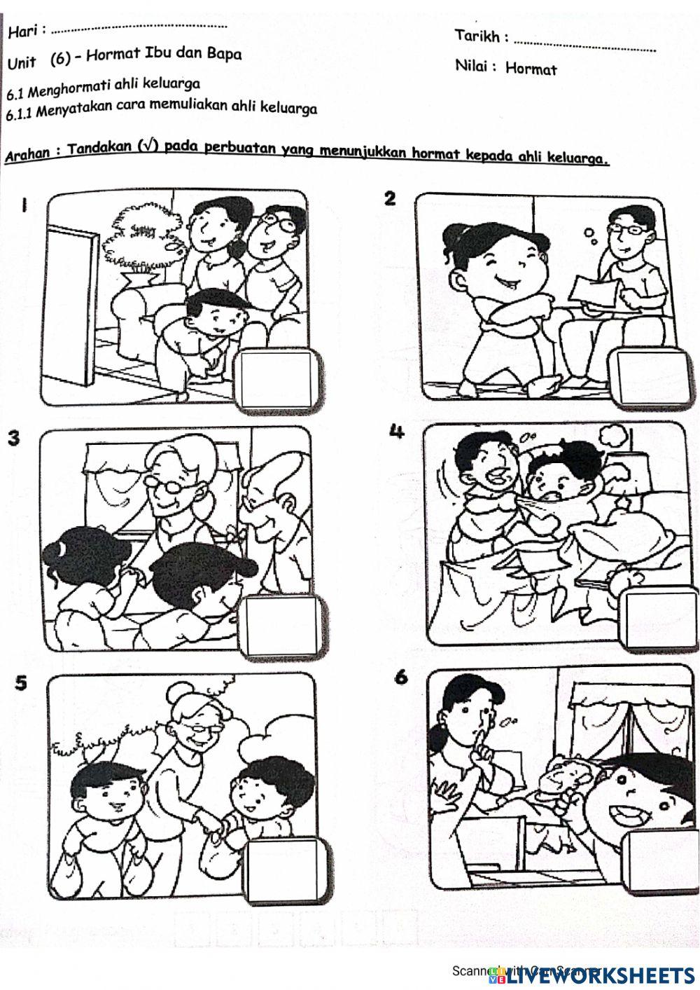 Hormat-menghormati exercise for PENDIDIKAN KHAS | Live Worksheets