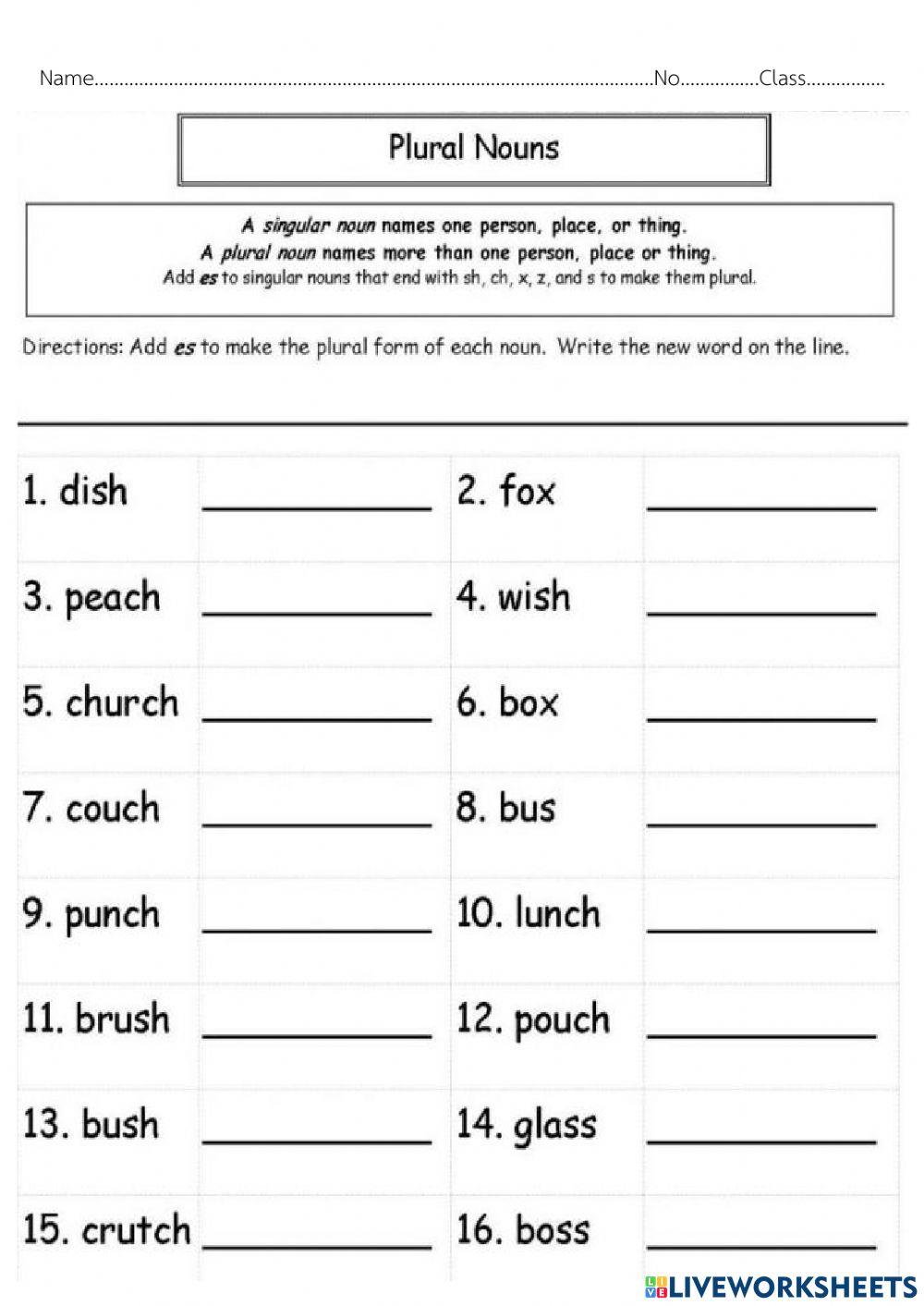 singular and plural online exercise for | Live Worksheets