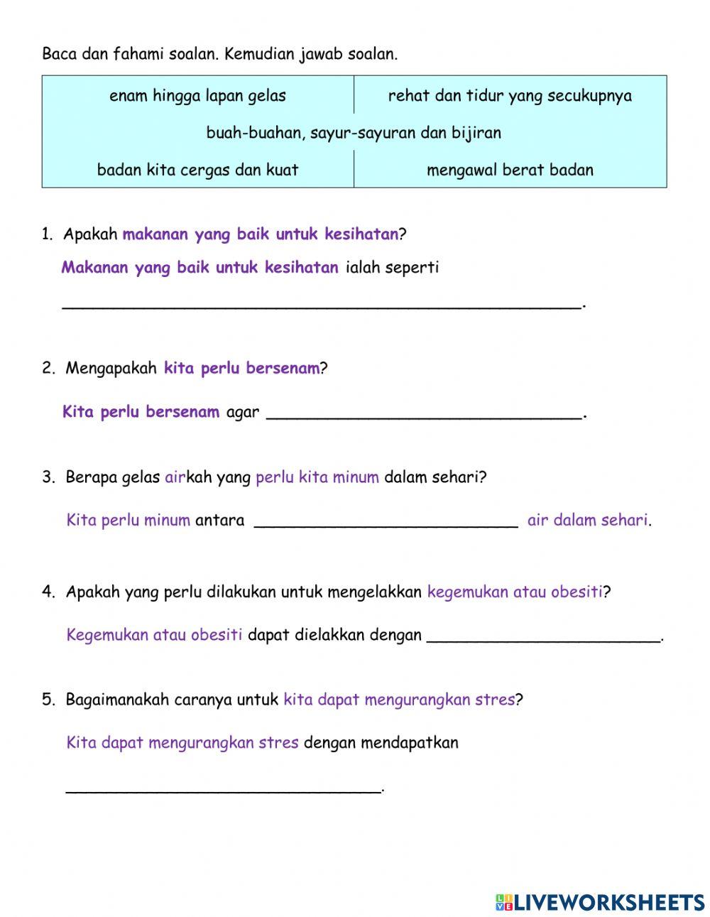 Bacaan Bahasa Melayu (BM) activity | Live Worksheets