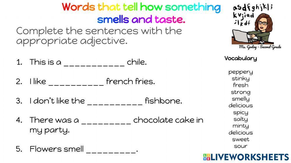 Words that tell… | Free Interactive Worksheets | 1891551