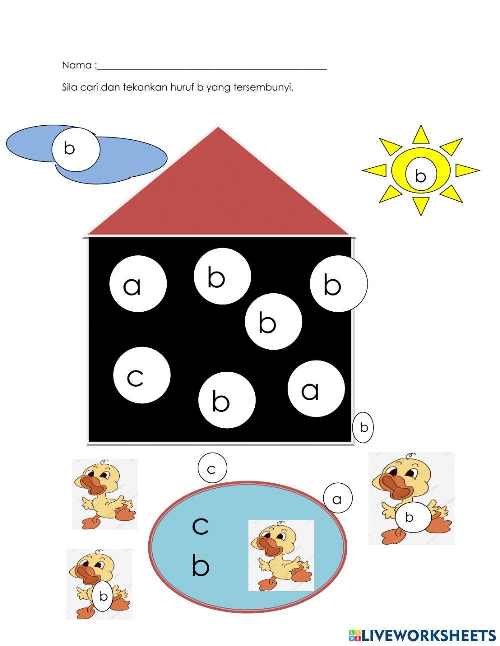 Mencari huruf b worksheet | Live Worksheets
