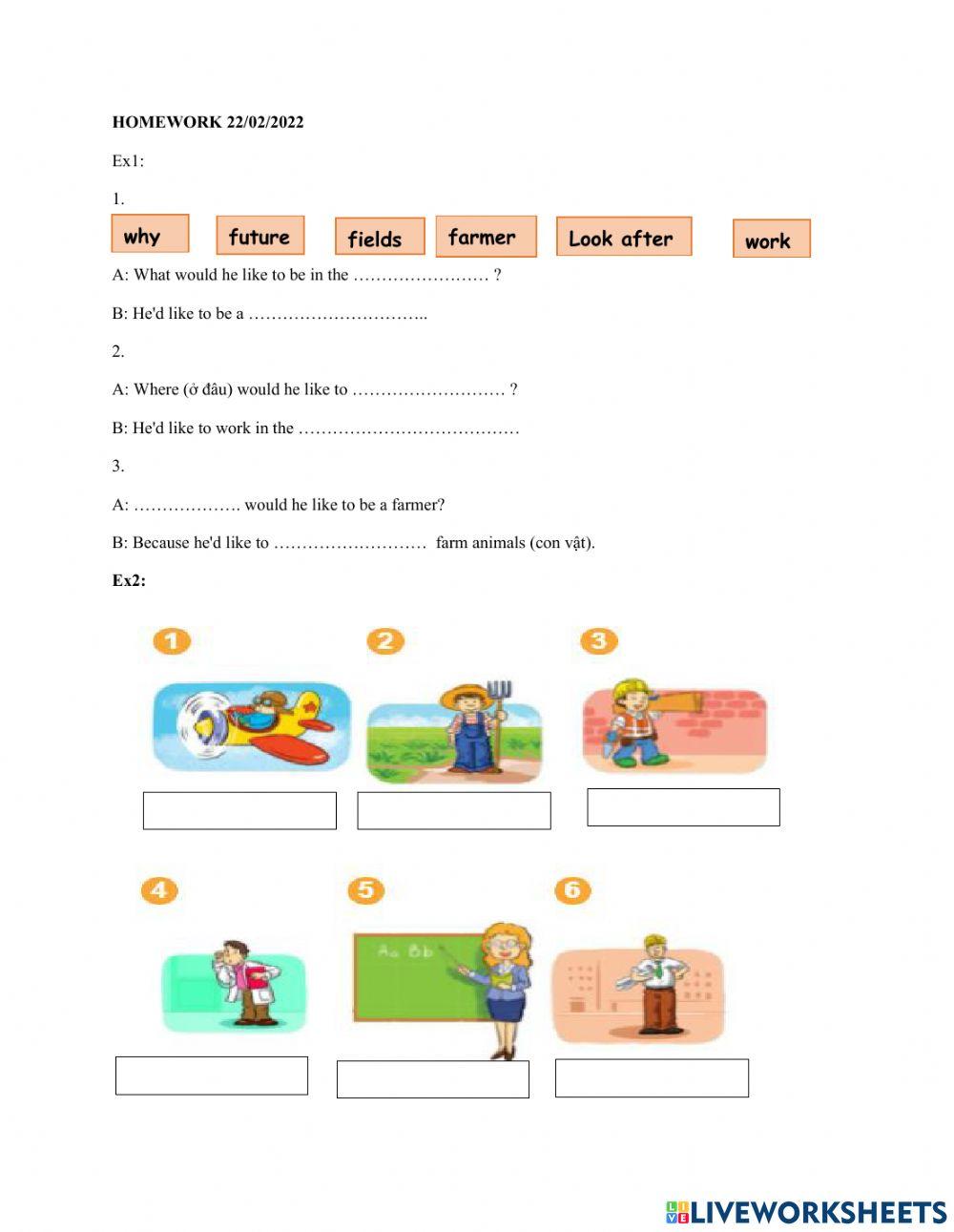 Homework 22-2-2022 worksheet | Live Worksheets