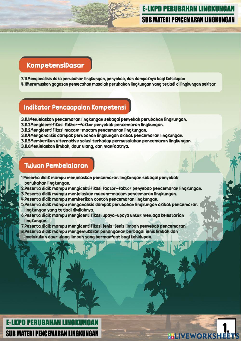 Lkpd perubahan lingkungan activity | Live Worksheets