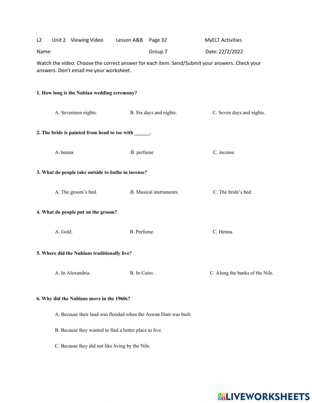 Level 2 Unit 2 Lesson A - B Viewing Video Pathways MyELT activities ...