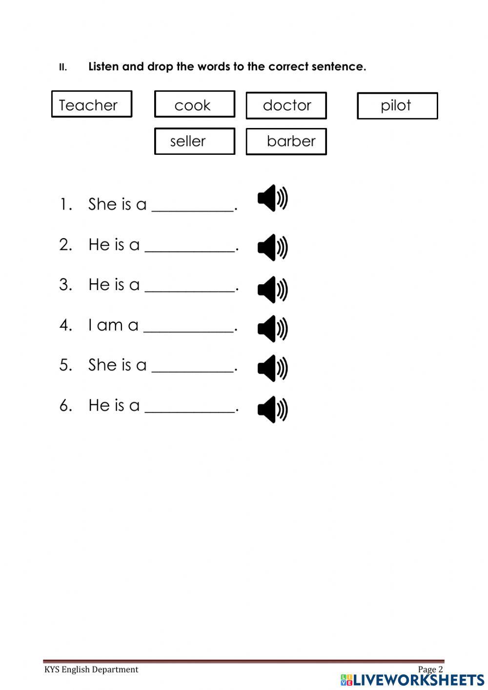 Jobs online exercise for 1 | Live Worksheets