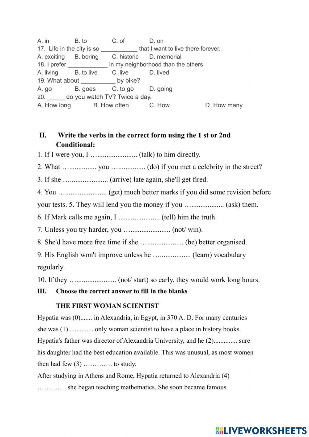 Test online exercise for 6 | Live Worksheets