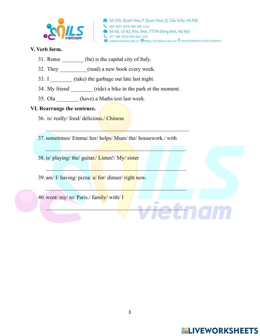 Grade 5-Final Test-Level 1 worksheet | Live Worksheets