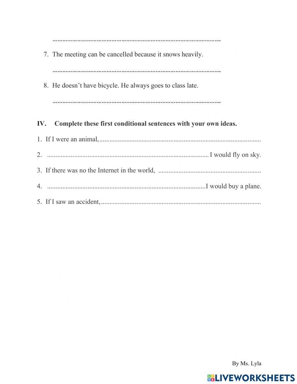 Wrap up Second Conditional Sentence worksheet | Live Worksheets