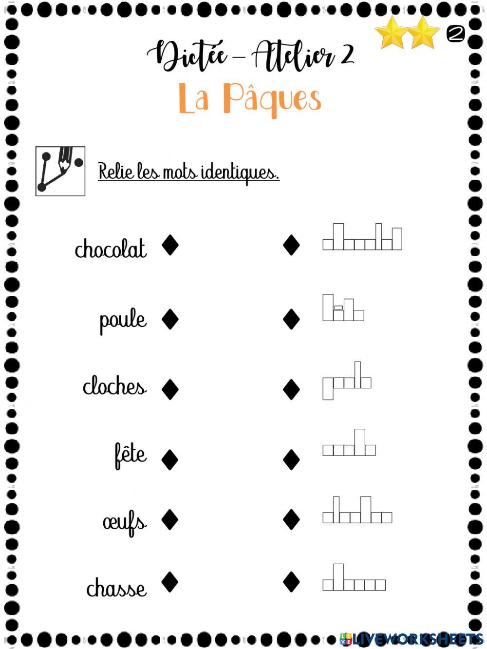 Dictée - La Pâques - A2G2 worksheet | Live Worksheets