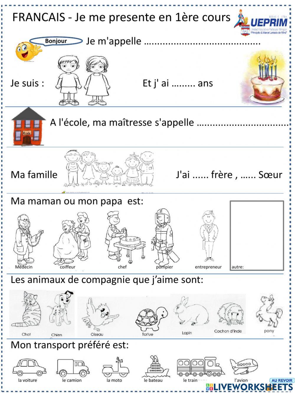 Preparatoria - activite finale II se presenter online exercise for ...