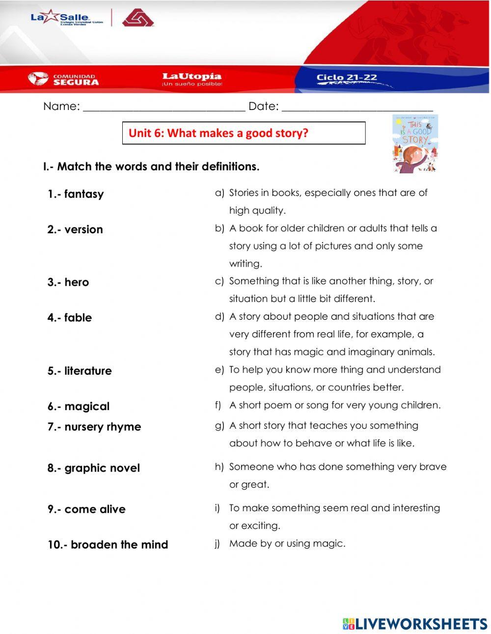Unit 6:Vocabulary 1 1892983 | Tamara66 | Live Worksheets