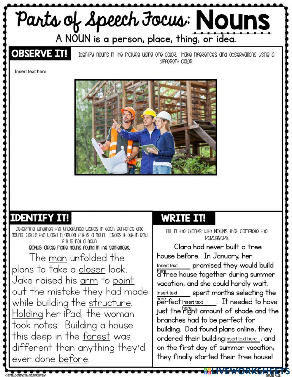 Nouns online exercise for 5 | Live Worksheets