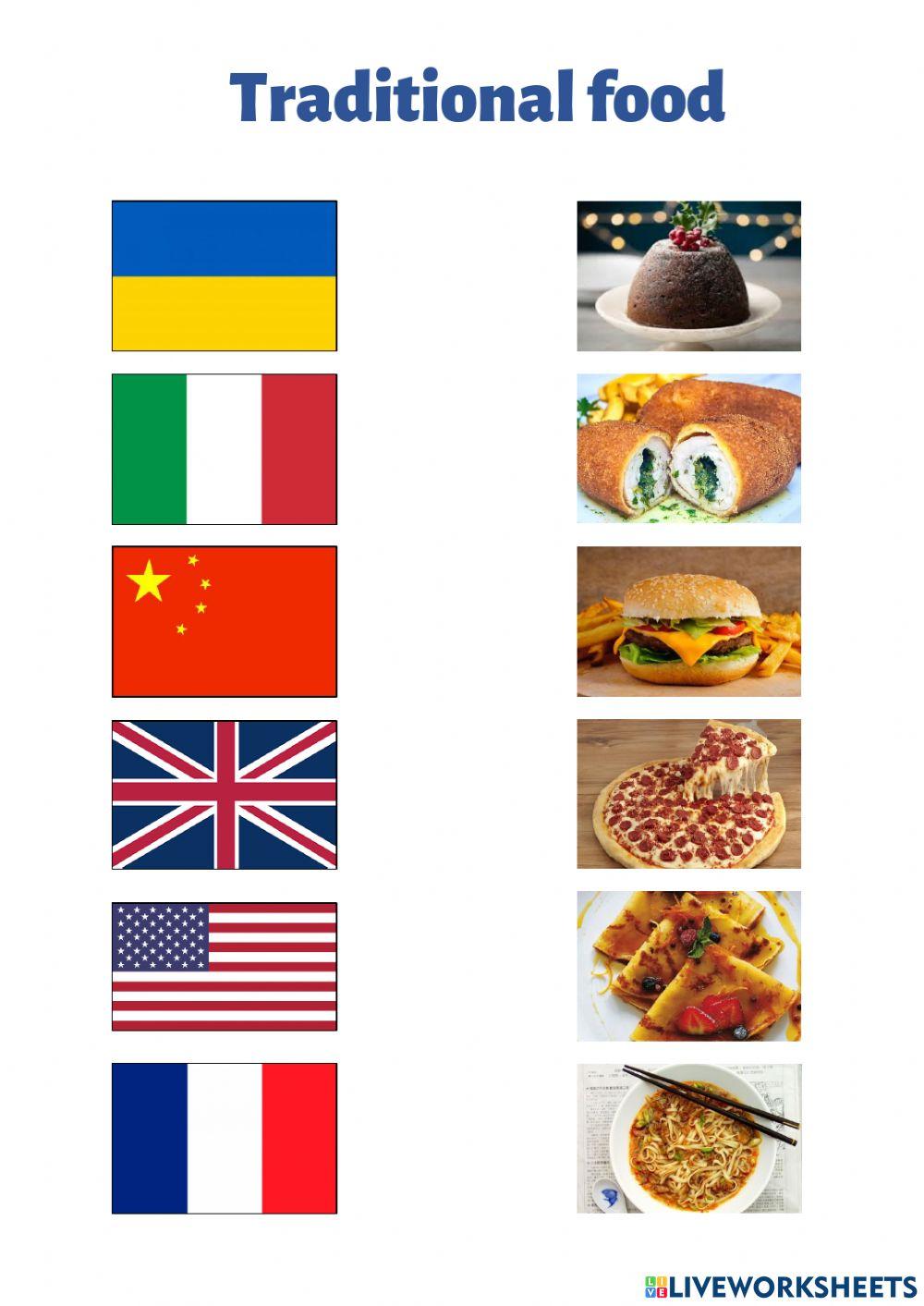 Traditional food | Free Interactive Worksheets | 1893387