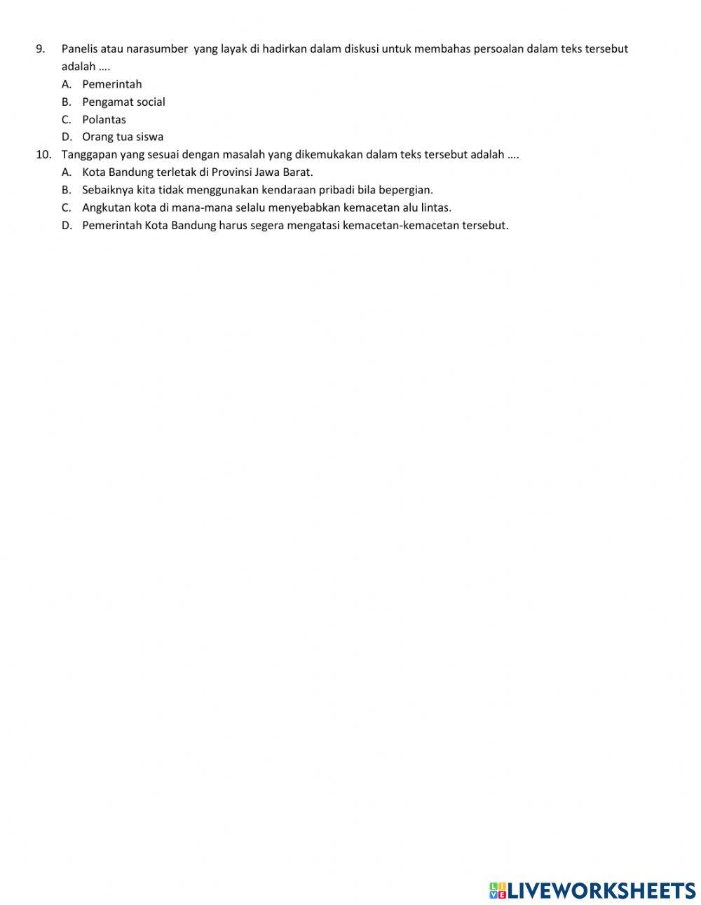 Pidato 1 worksheet | Live Worksheets