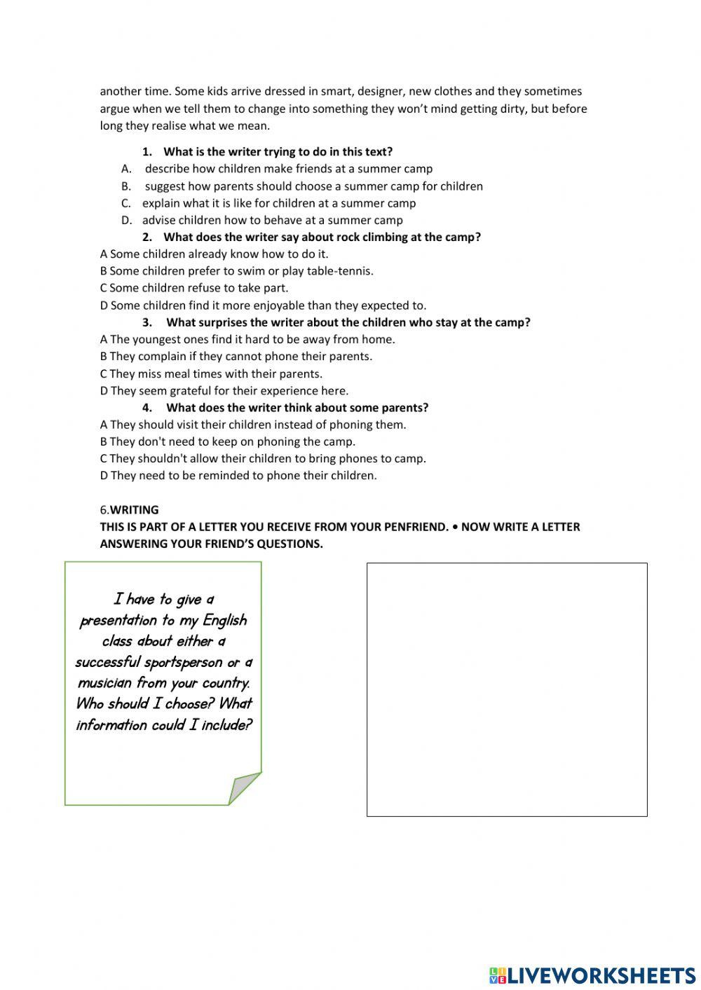FIRST PARTIAL EXAM interactive worksheet | Live Worksheets