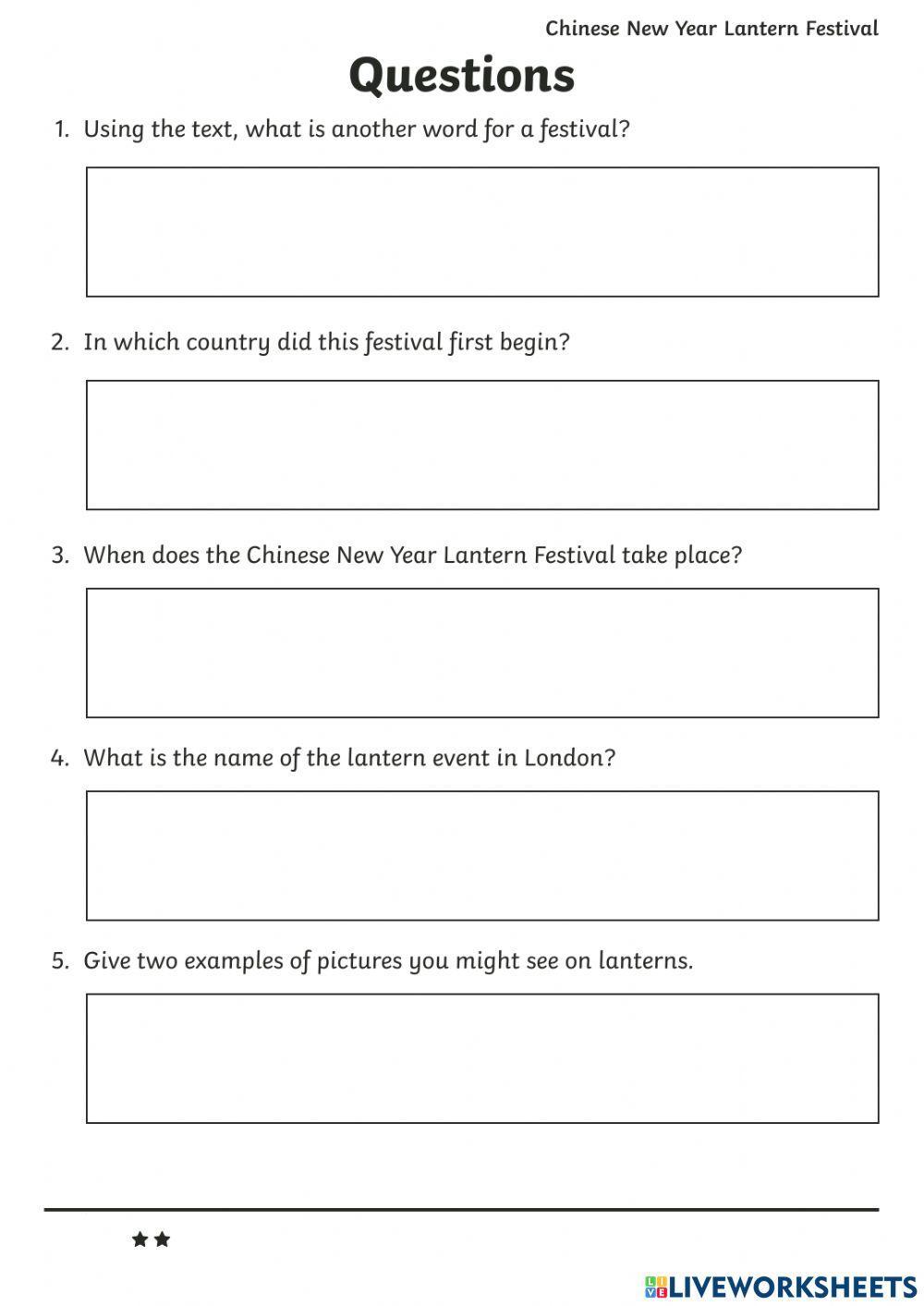 Lantern festival | Free Interactive Worksheets | 1893855