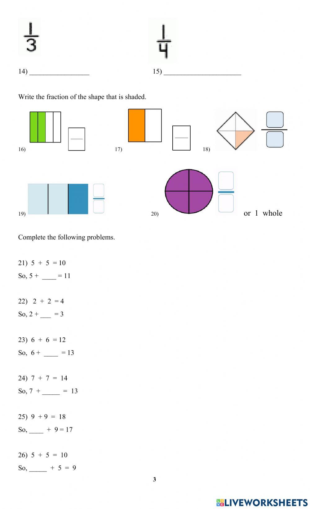Math online exercise for 1 | Live Worksheets