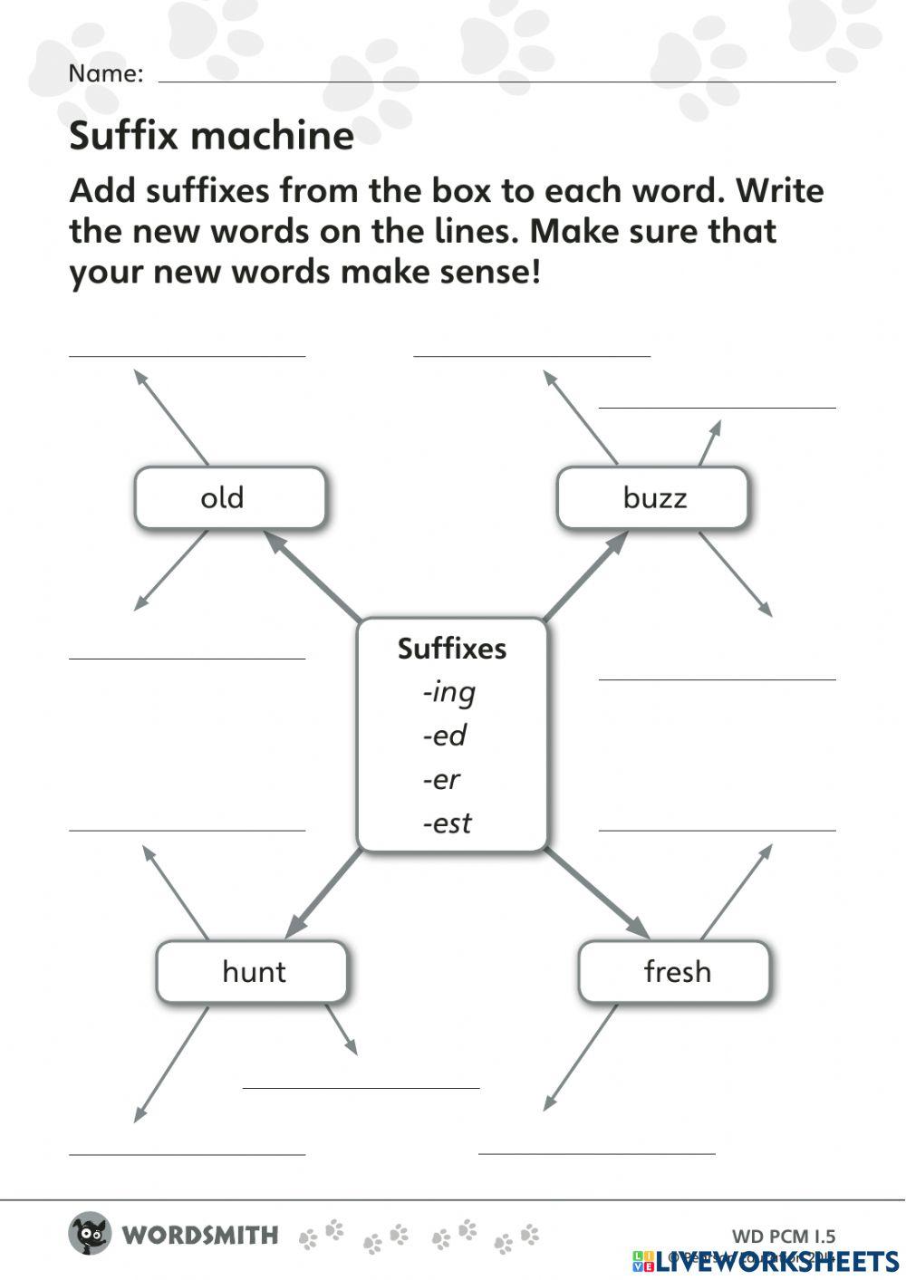 suffixes online exercise for | Live Worksheets