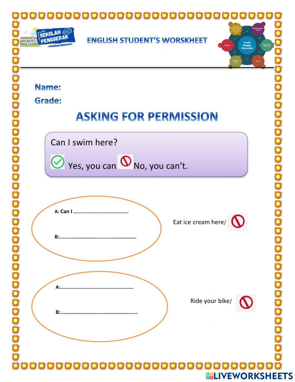 STUDENTS' WORSKHEET-ASK FOR PERMISSION online exercise for | Live ...