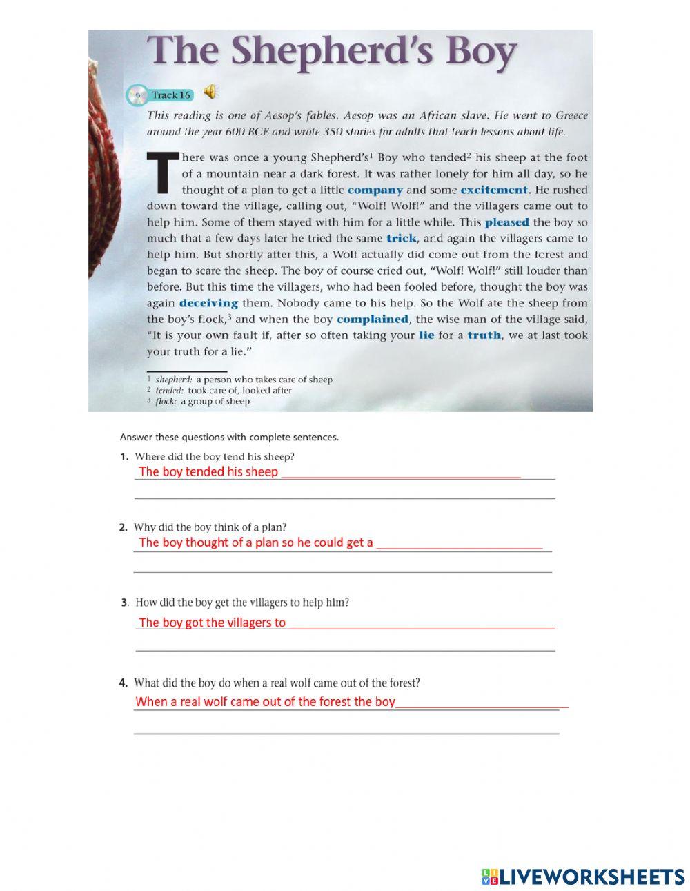 M4 Reading Comprehension ( fable) 4059548 | tolits | Live