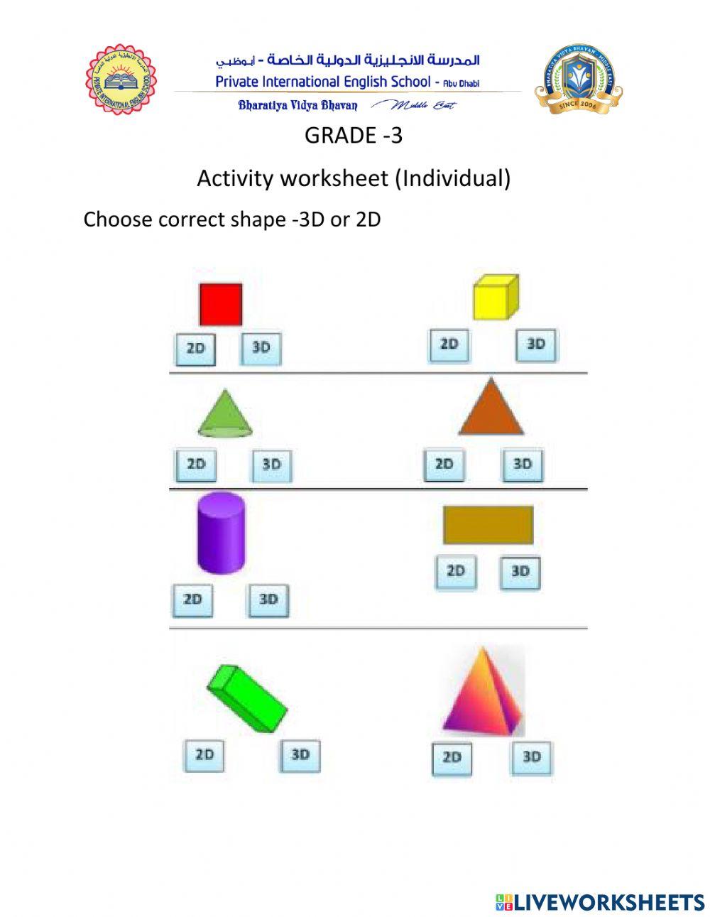 3d shapes interactive activity for 3 | Live Worksheets