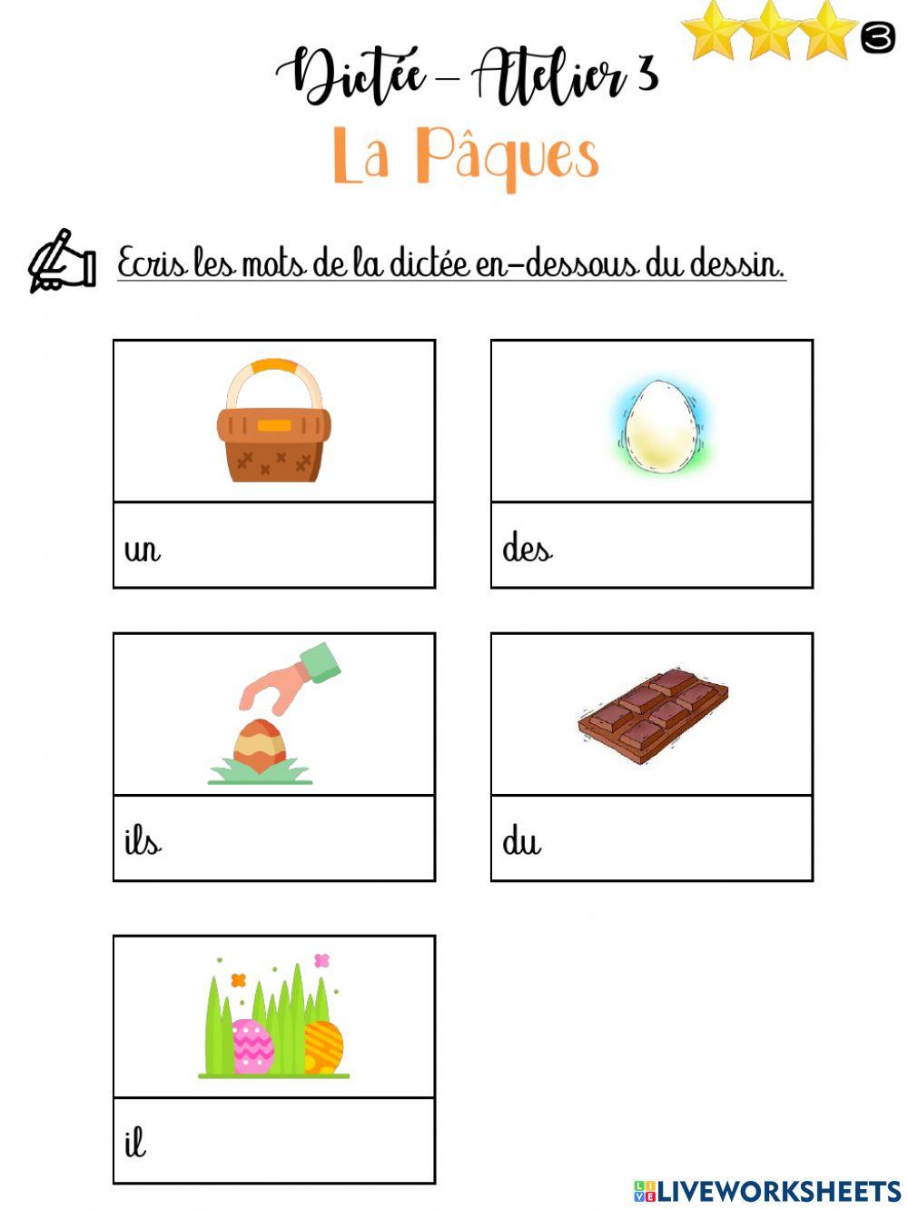 Dictée - La Pâques - A3G3-1 worksheet | Live Worksheets