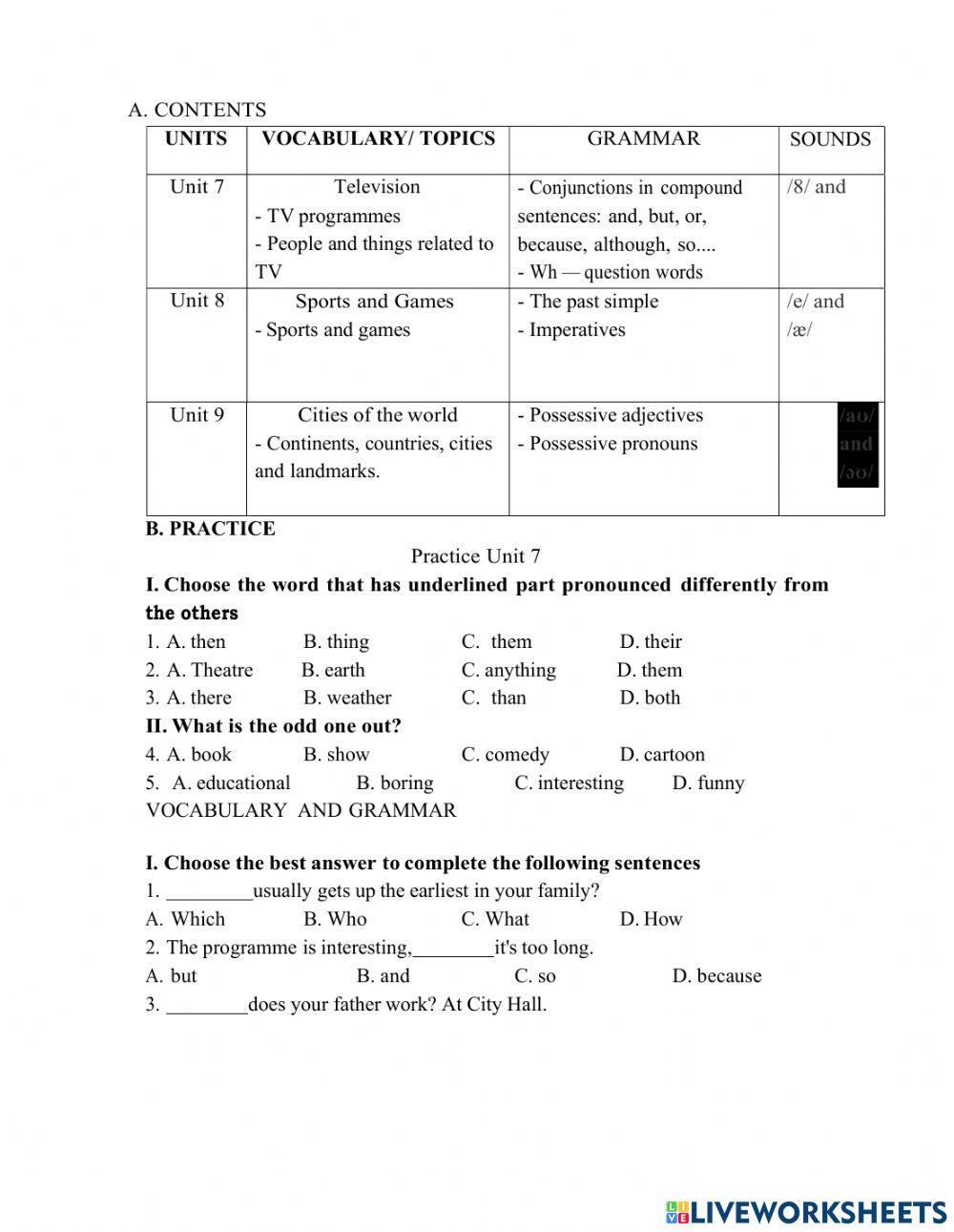Grade 6 U7 SBT Practice 2349 | LÊ THÙY LIÊN | Live