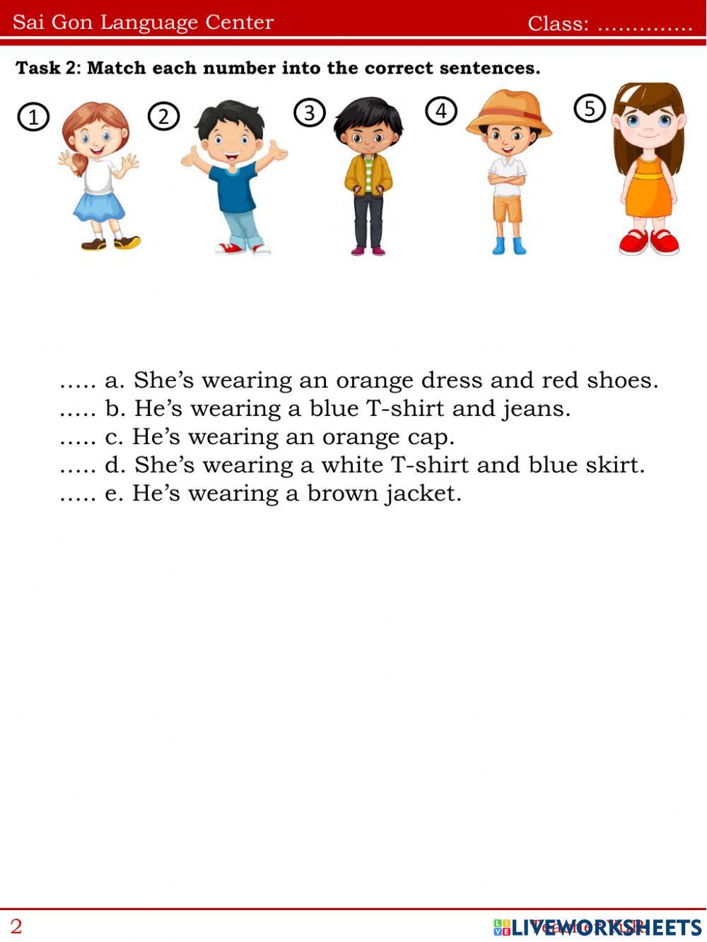 Topic 7 : Clothes worksheet | Live Worksheets
