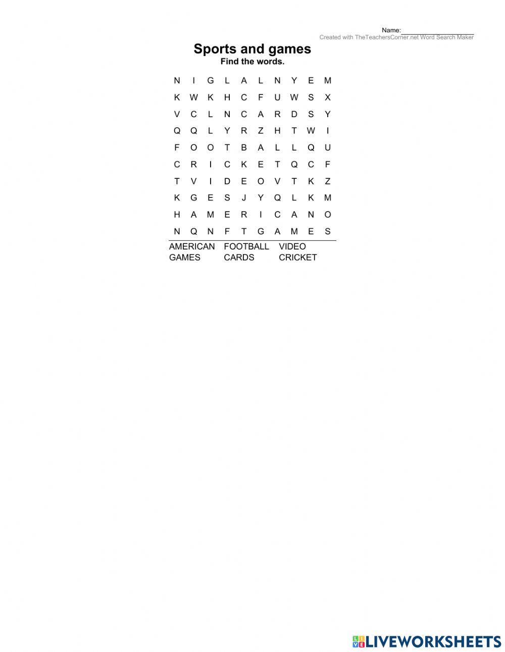 Beyond A2 sports and games interactive worksheet | Live Worksheets