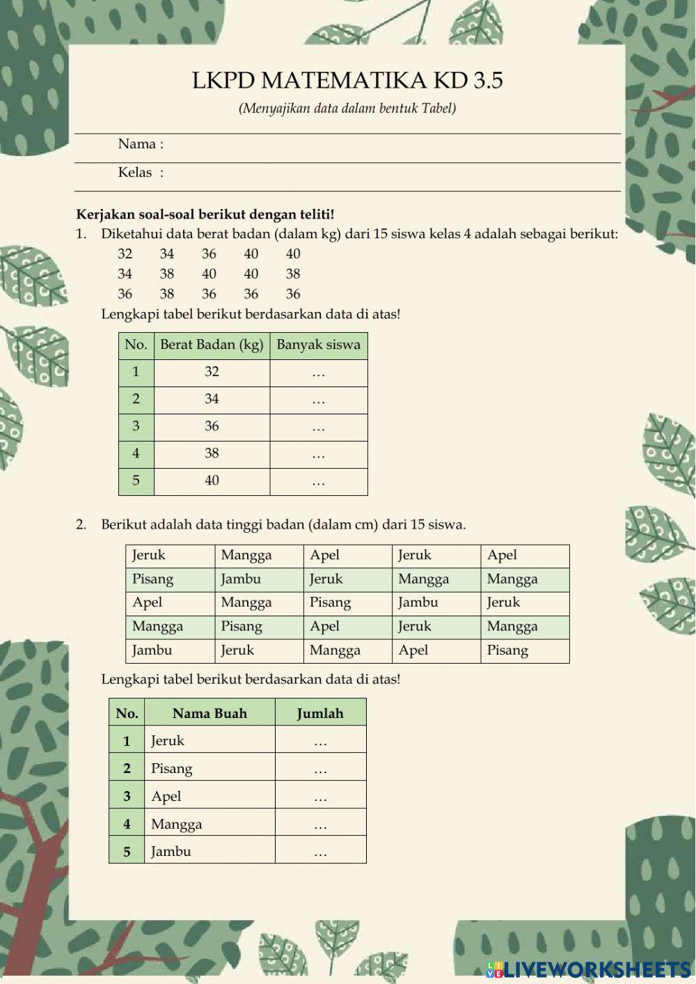 Mtk interactive worksheet for 4 | Live Worksheets