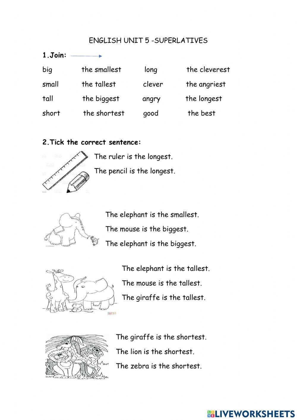 Superlatives | Free Interactive Worksheets | 1896197