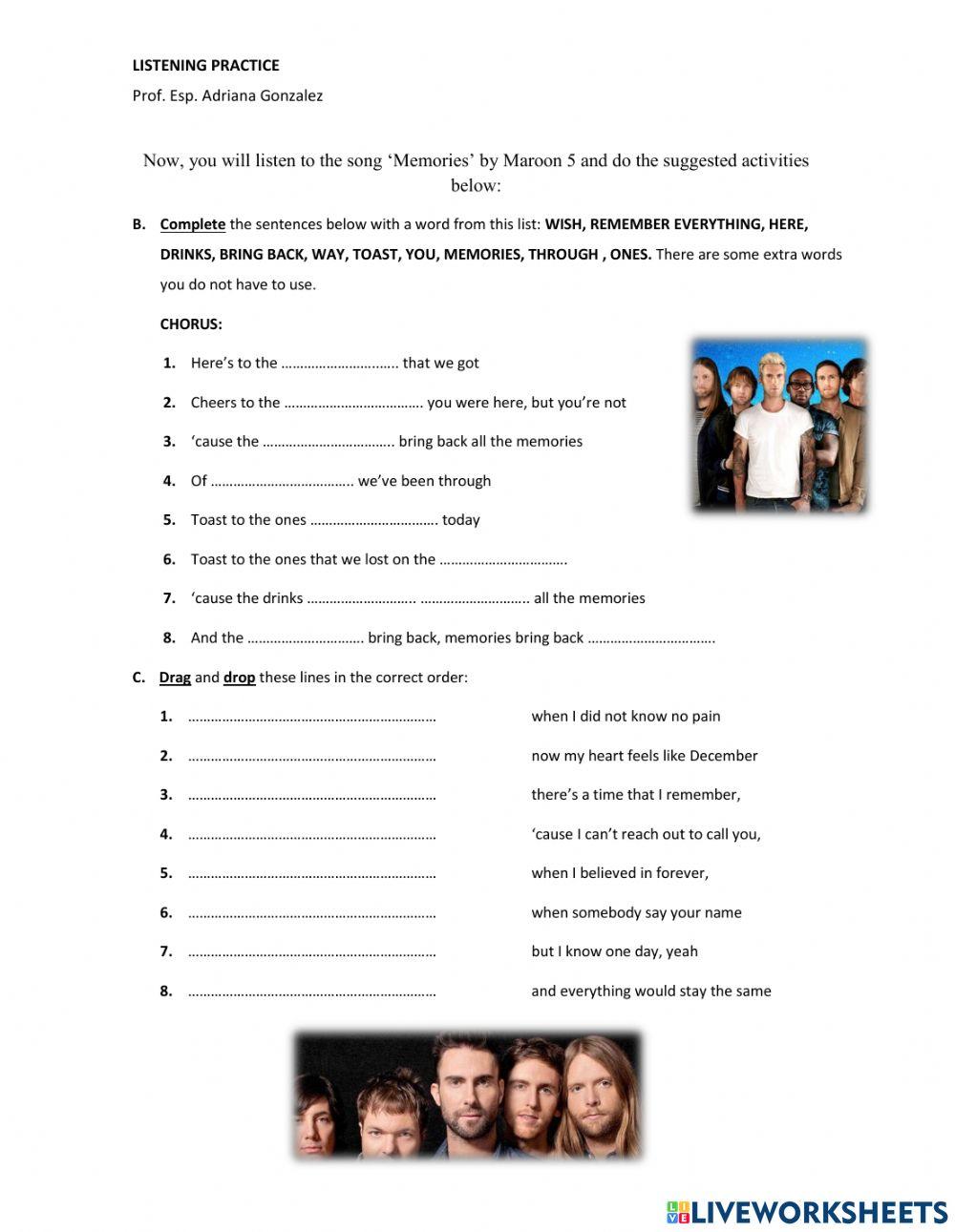 'MEMORIES' by M… | Free Interactive Worksheets | 1896404