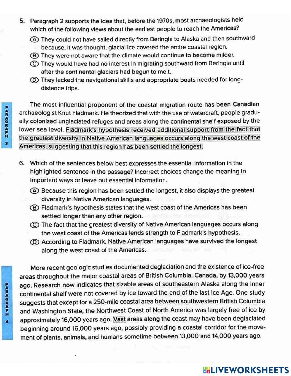 Reading Practice 7-TOEFL online exercise for | Live Worksheets