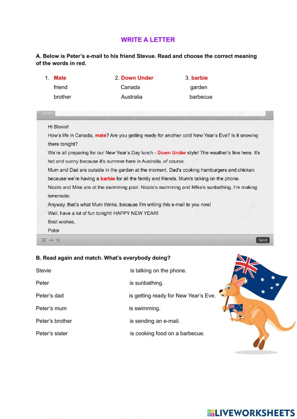 Write a letter | Free Interactive Worksheets | 1896522