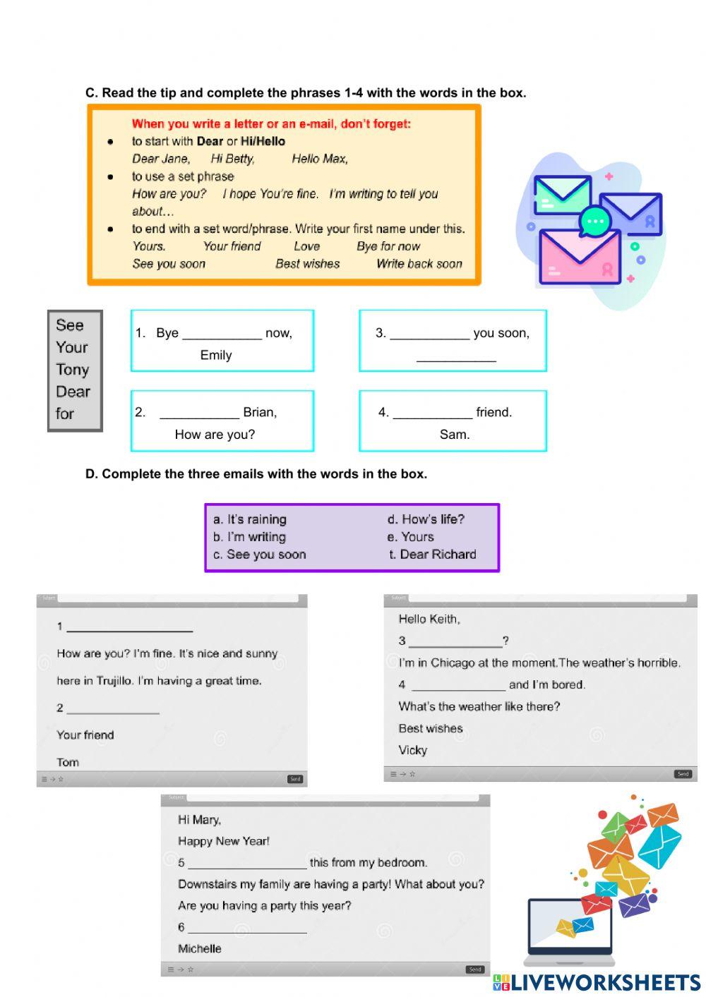 Write a letter | Free Interactive Worksheets | 1896522