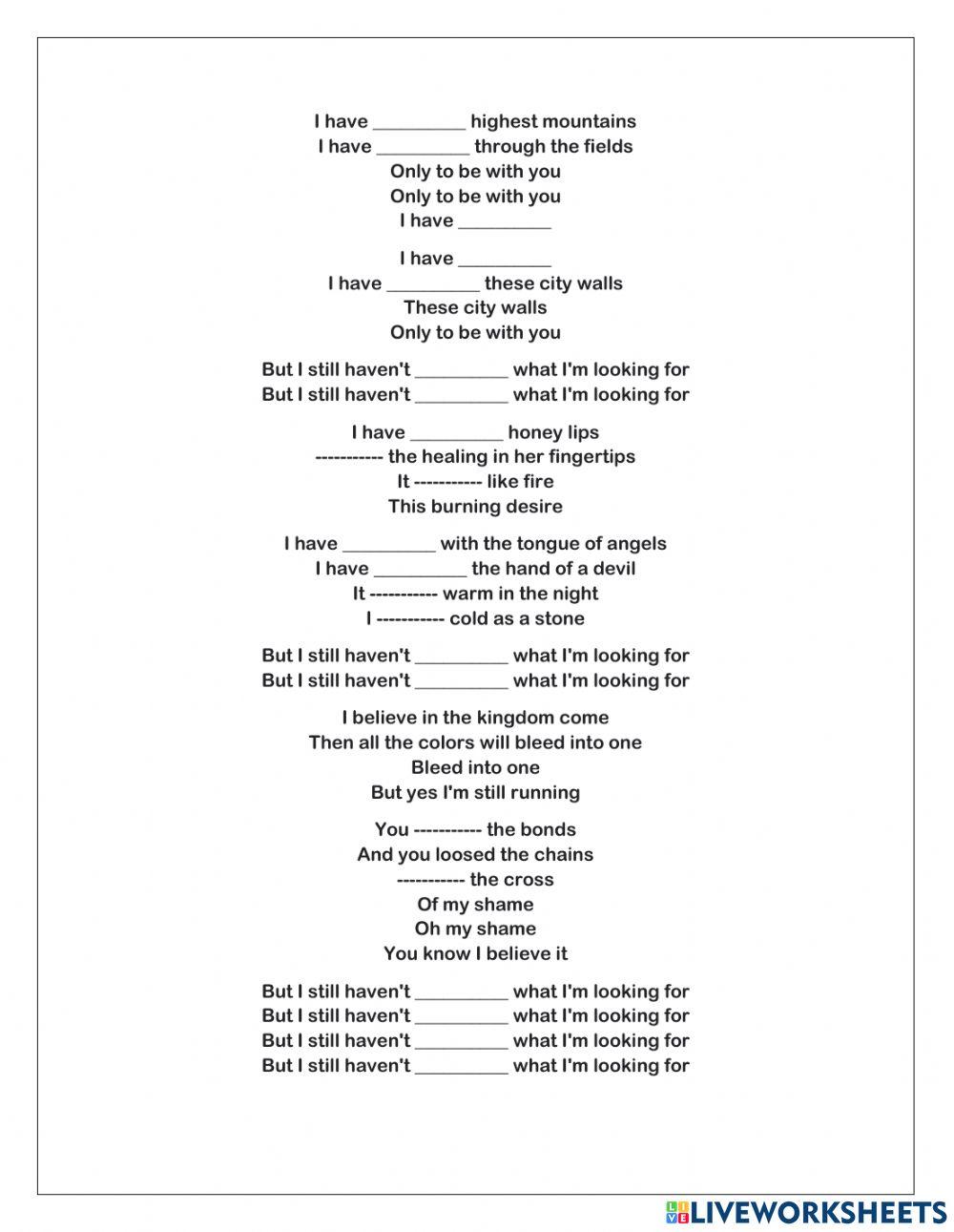 Song to practice present perfect worksheet | Live Worksheets