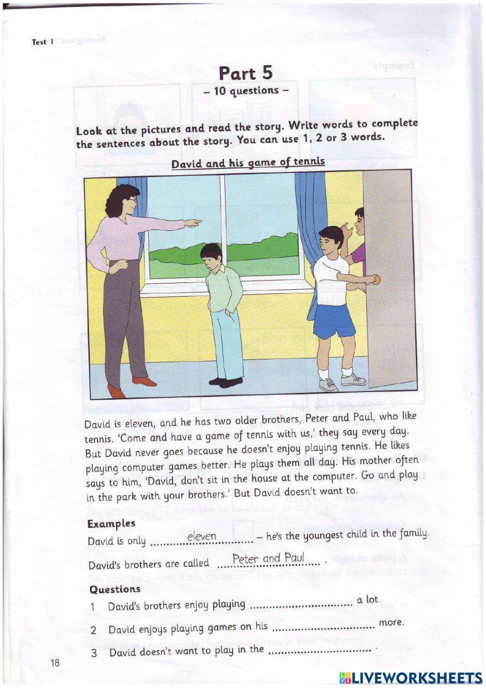 Movers Reading … | Free Interactive Worksheets | 6840635