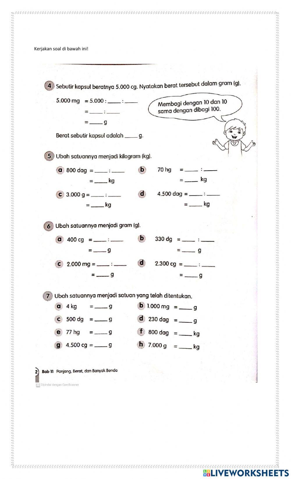 Satuan Berat 1896965 | Nani Rohaeni | Live Worksheets